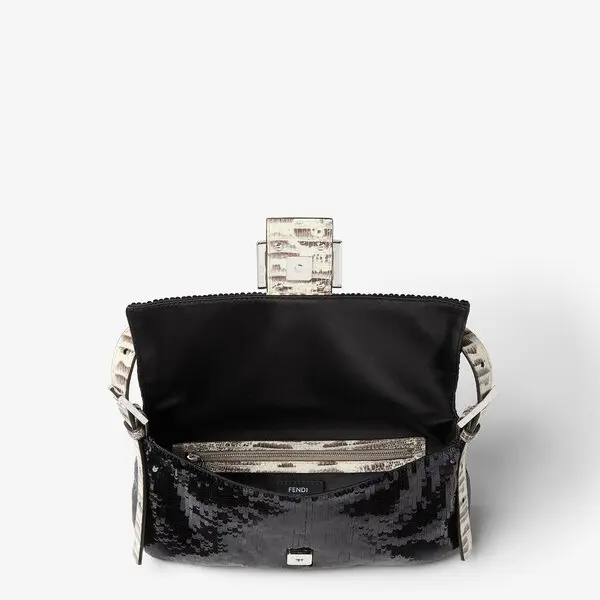 Fendi Baguette® 26424 Black Organza And Sequin Bag
